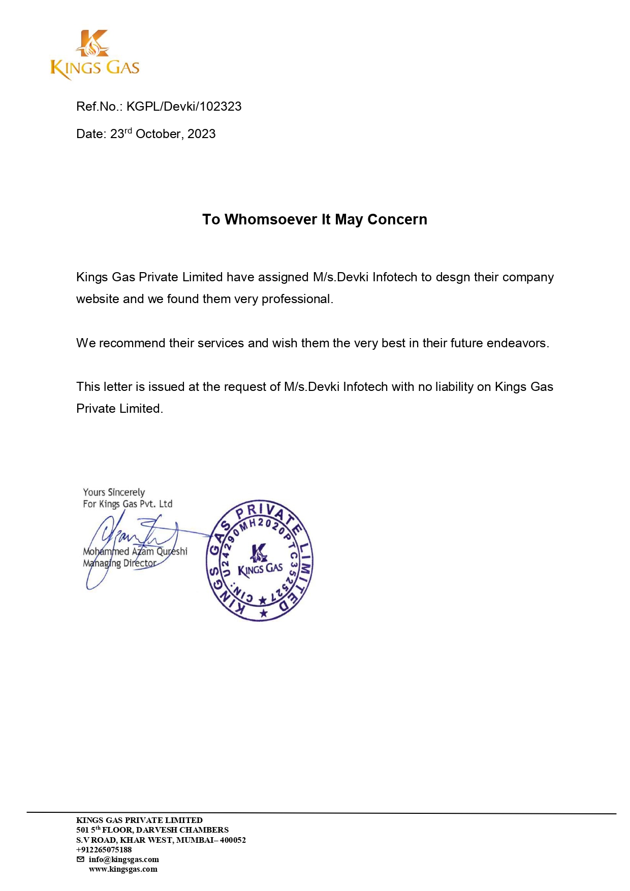 Testimonial - Devki Infotech